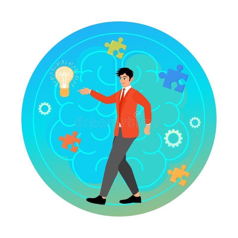 Mind Fitness, a Man Generating Ideas, Problem Solving and Innovation Stock Vector - Illustration ...
