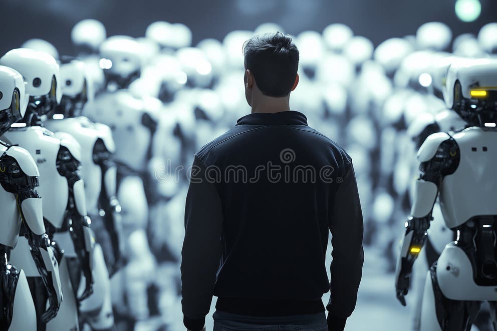 Human and Androids stock illustration. Illustration of robots - 361032525