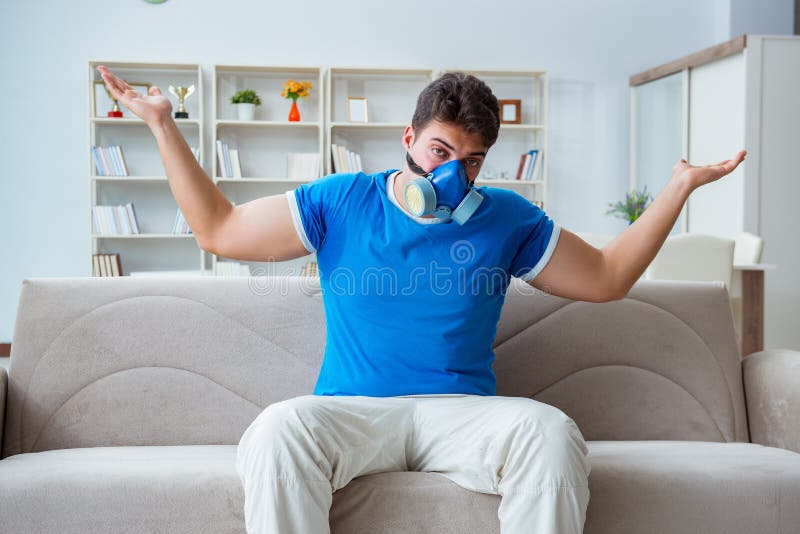 The Man Sweating Excessively Smelling Bad at Home Stock Image - Image ...