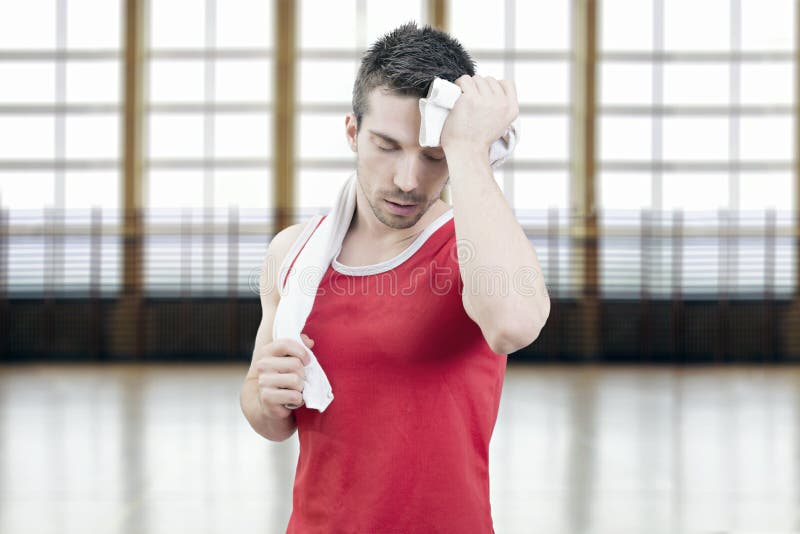 Man sweating stock photo. Image of recreation, adult - 66483818