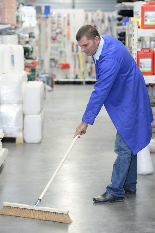 Man Sweeping Floor Hardware Center Stock Photo - Image of tidy ...