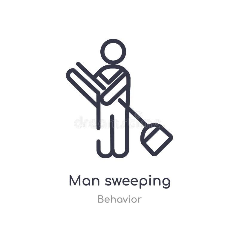 Linear Man Sweeping Icon From Behavior Outline Collection. Thin Line ...