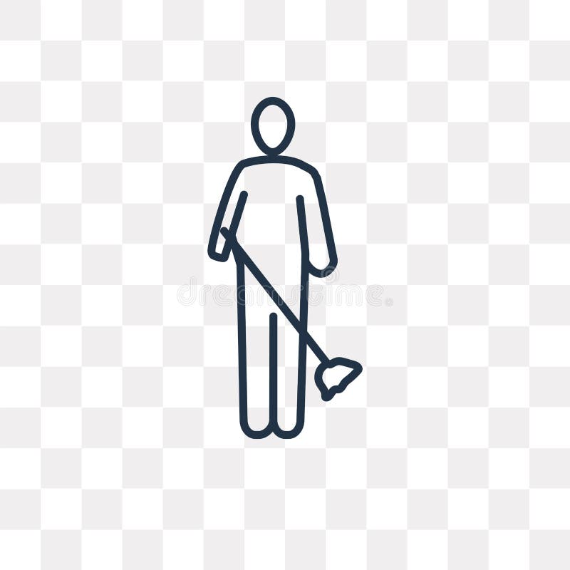 Linear Man Sweeping Icon from Behavior Outline Collection. Thin Line ...