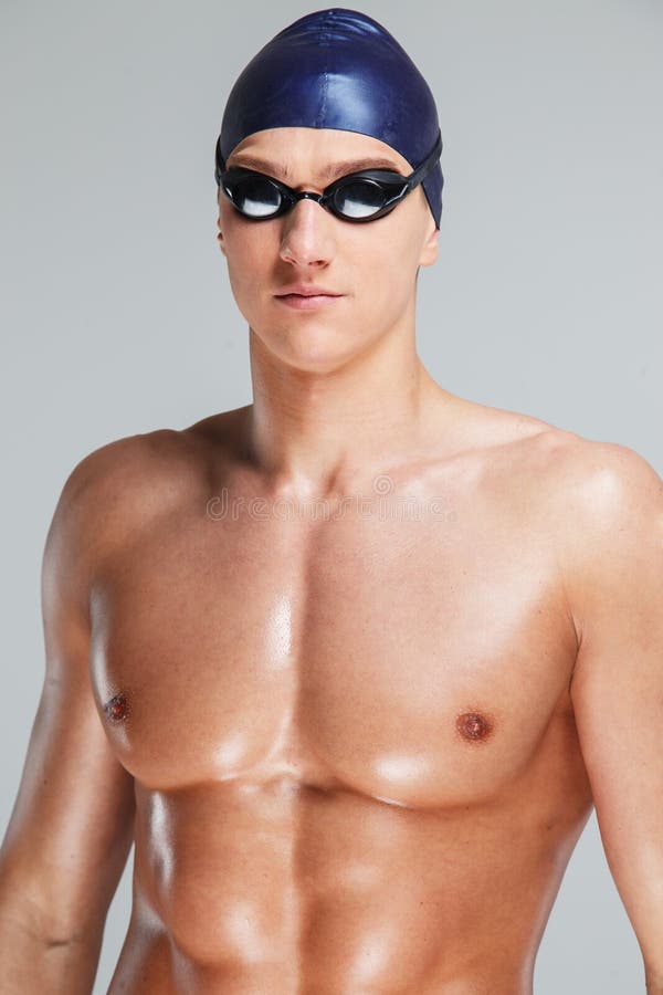 Man in swimming cap stock photo. Image of competition - 39354270