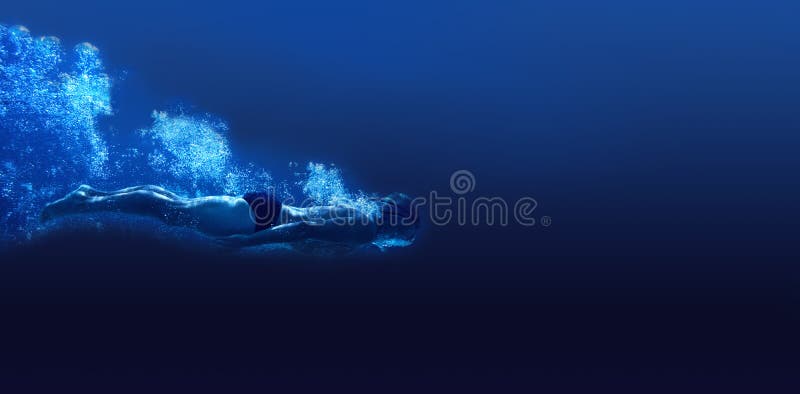 Man swimming in blue water stock image. Image of male - 105299601