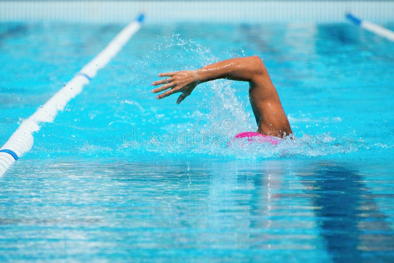 Man Swimming the Front Crawl Stock Photo - Image of breathe, azure ...
