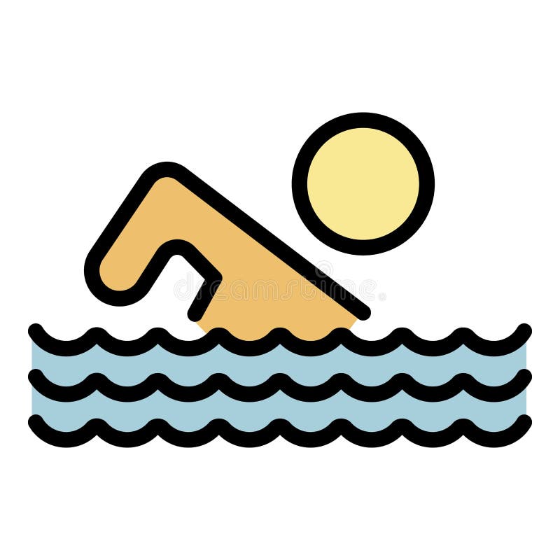Man Swimming Icon Color Outline Vector Stock Illustration ...
