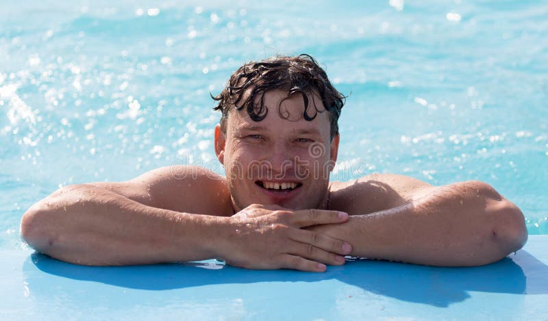 The Man is Swimming in the Pool Stock Image - Image of muscular, sport ...