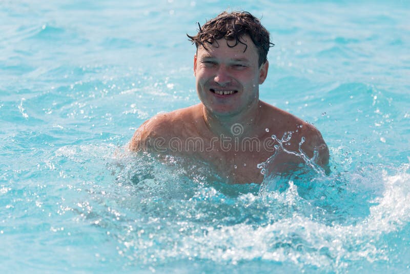 The Man is Swimming in the Pool Stock Image - Image of lifestyle, sport ...