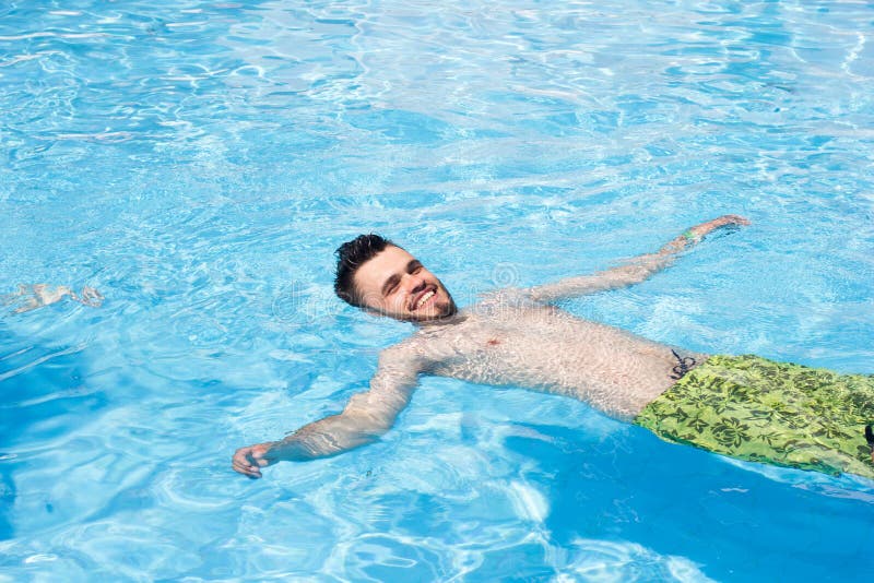 Man Swimming in the Pool. Blue Water, Summer, Stock Photo - Image of ...
