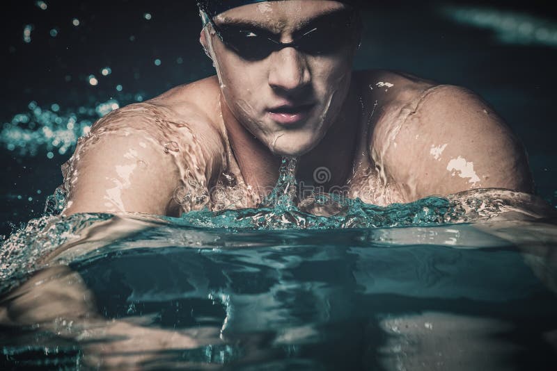 Man in swimming pool stock image. Image of leisure, exercise - 42492193