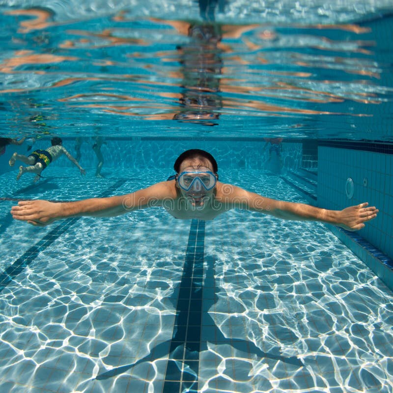 Man in swimming pool stock photo. Image of blue, dive - 56598098