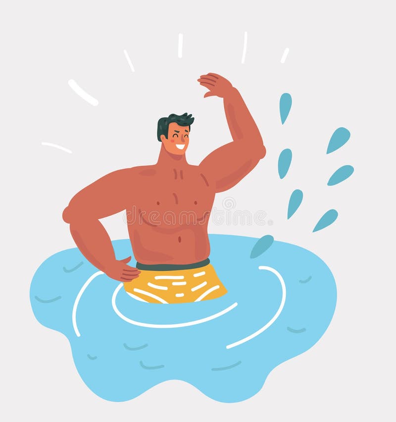 Male Swimmer Swimming. Man Swim in Pool Stock Vector - Illustration of ...