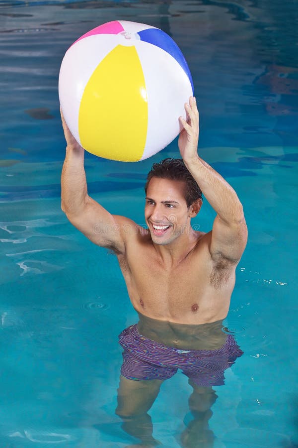 Man in Swimming Pool with Water Ball Stock Photo - Image of beauty ...