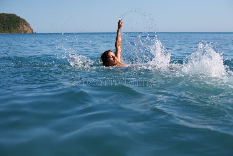 Man swims back stock photo. Image of healthy, freedom - 24049680