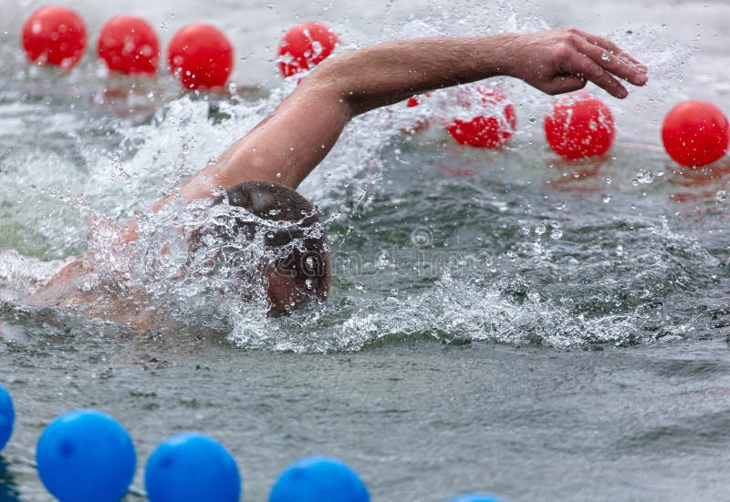 A Man Swims in Cold Water in a River Editorial Stock Image - Image of ...