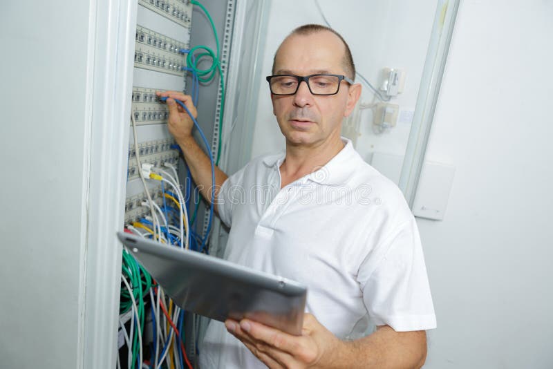 Man Switching Off Power Lines Stock Image - Image of electrician, guide ... Man Switching Off Power Lines Stock Image - Image of electrician, guide ...
