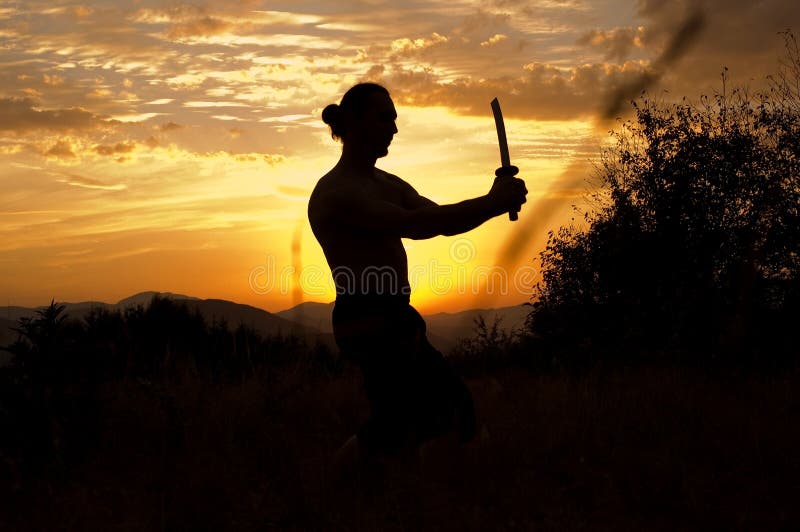 Man with sword stock photo. Image of young, nature, fight - 1162206