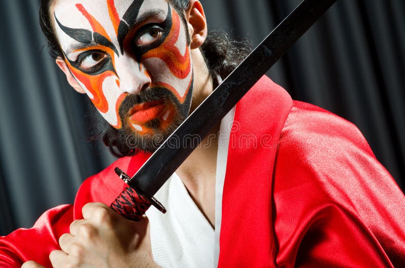 Man with sword stock photo. Image of male, kimono, asia - 32218402