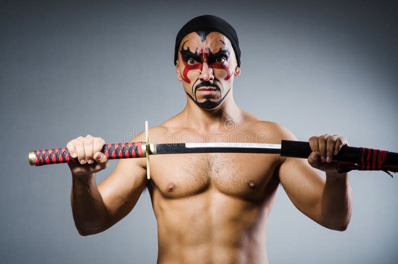 Man with sword stock image. Image of paint, fighter, martial - 33965113