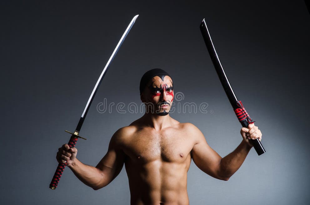 Man with sword stock image. Image of ancient, face, katana - 34285909