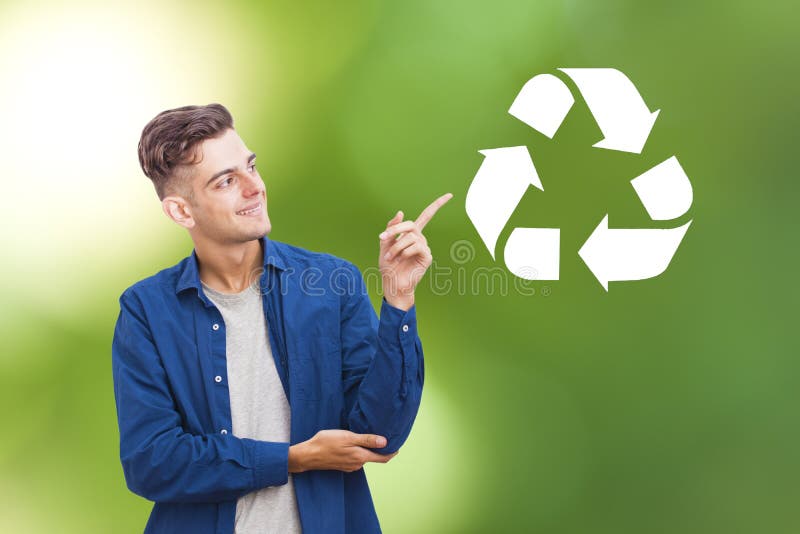 Man with the Symbol of Recycle Stock Photo - Image of sustainability ...