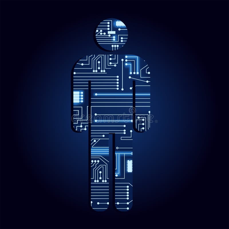 Man Symbol with a Technological Electronics Circuit Stock Vector ...