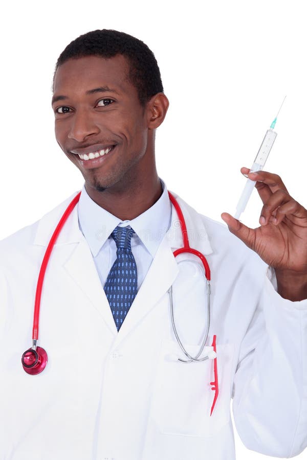 Man with syringe in hand stock image. Image of secure - 27090625
