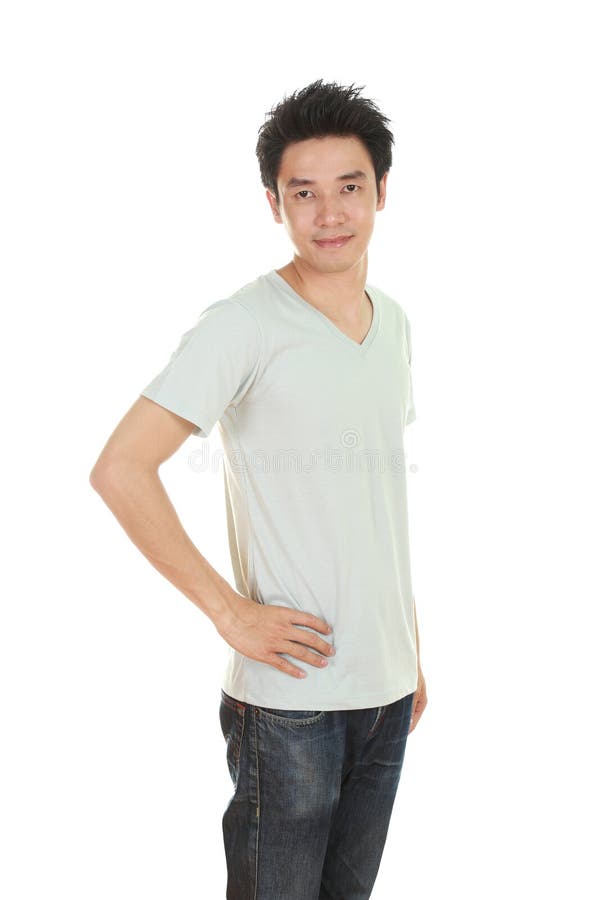 Man with T-shirt (side View) Stock Photo - Image of jeans, design: 56092004