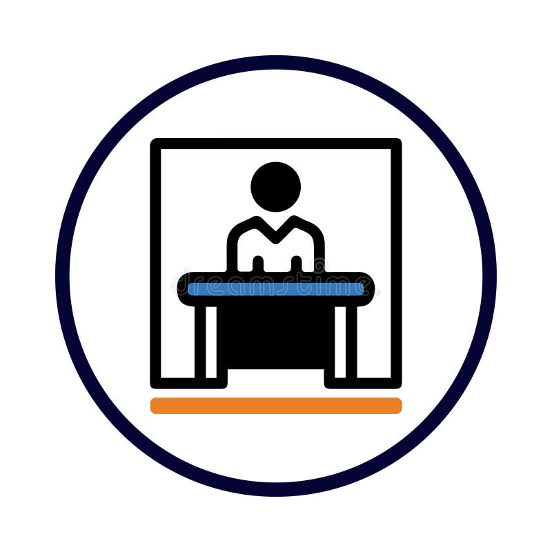 Man, Table, Receptionist Icon Stock Vector - Illustration of outline ...