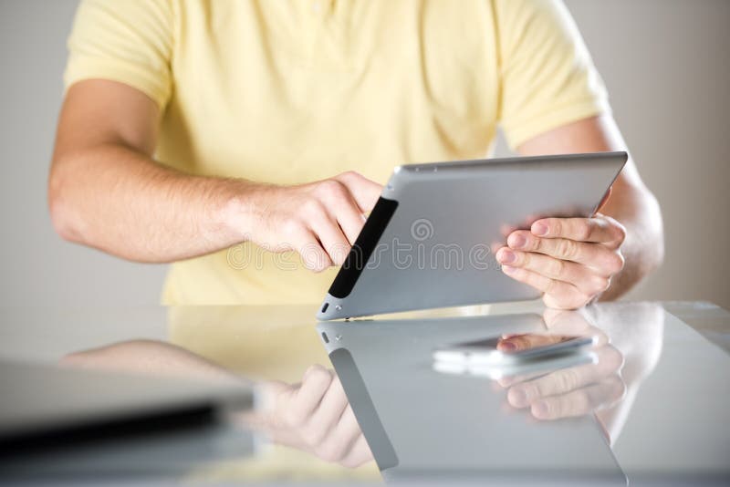 Man with tablet stock image. Image of media, computer - 31438909