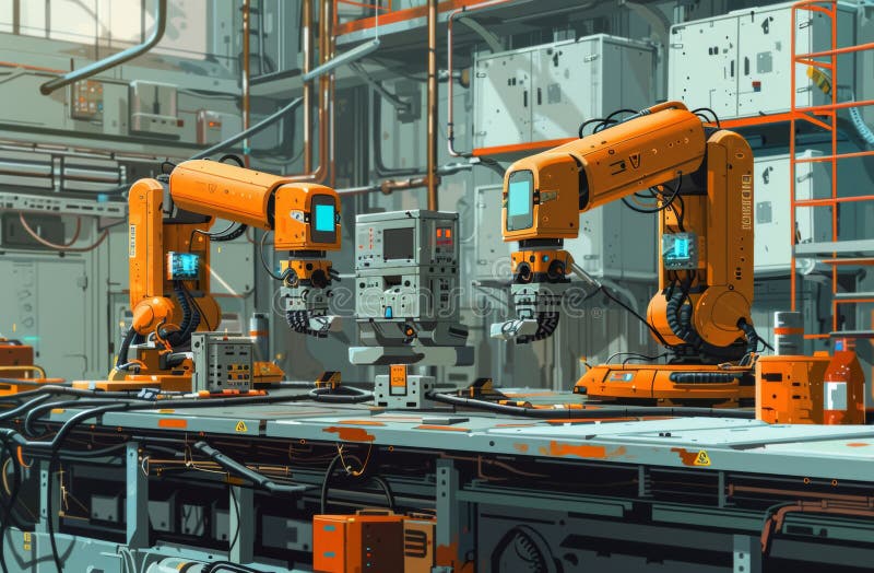 A Man with Tablet Holding Touchscreen Controls in Factory Stock ...