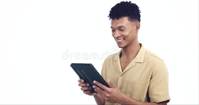 Tablet, Meme and Funny Elderly Couple Talking Together about Web ...