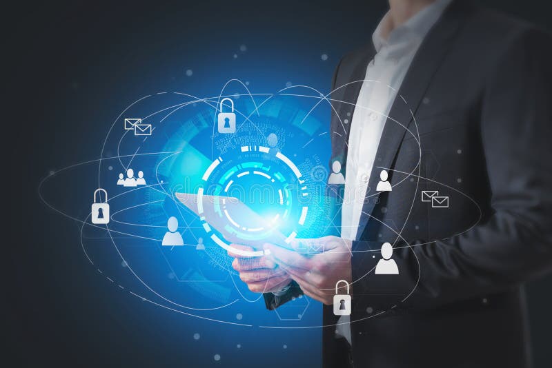 Man with Tablet, Network Interface Stock Image - Image of display ...