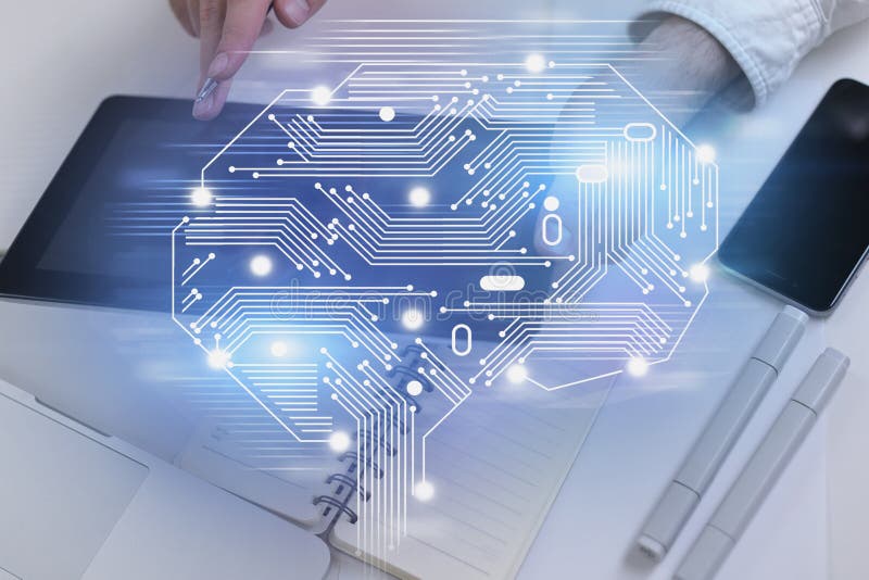 Man with Tablet in Office, AI Concept Stock Photo - Image of connect ...