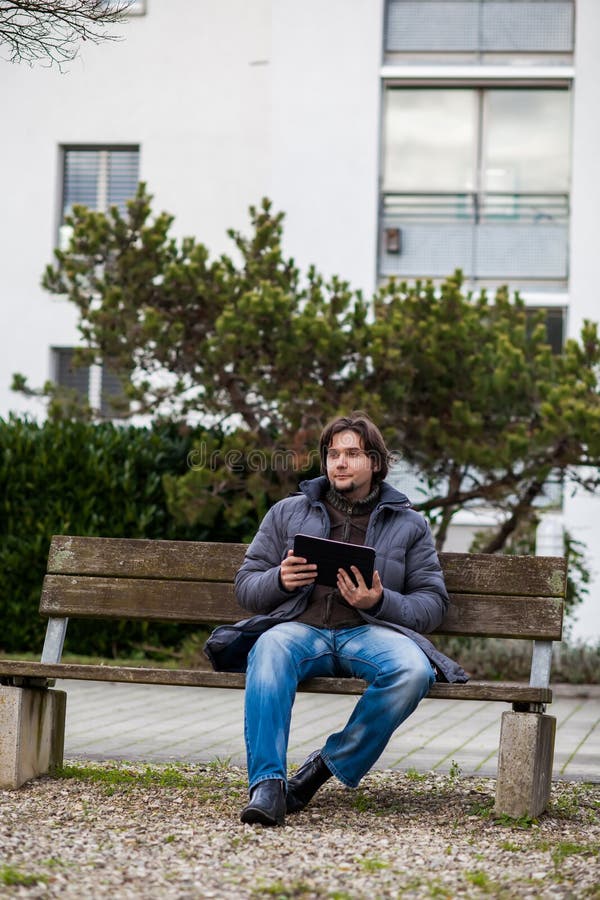 Man with tablet outdoor stock photo. Image of business - 49996432