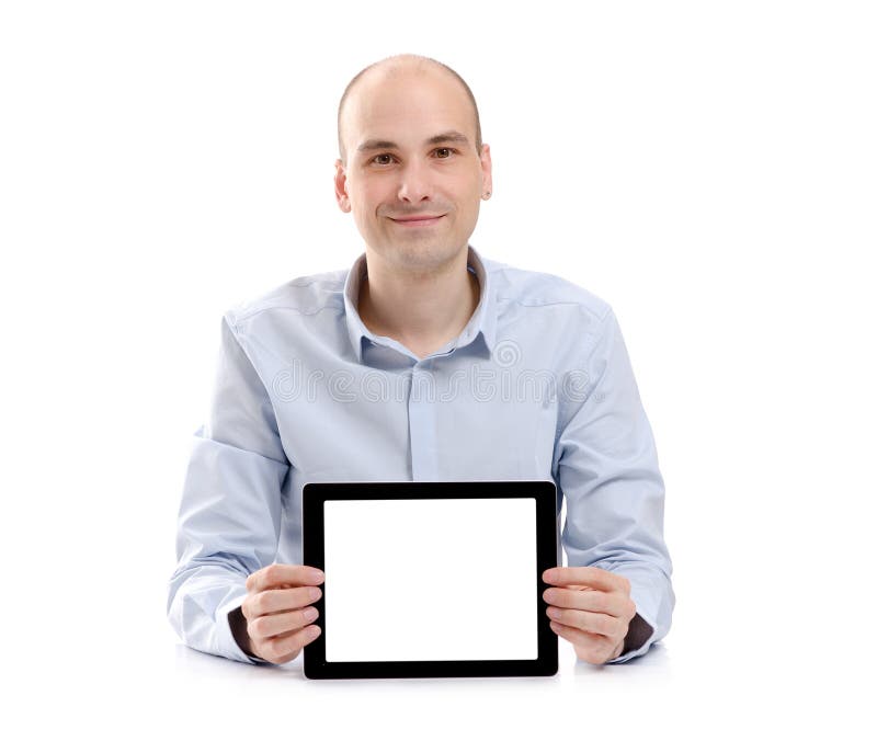 Man with tablet PC stock image. Image of business, person - 25140791