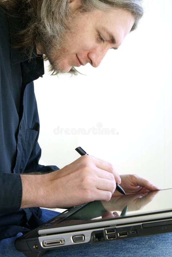 Man with Tablet PC stock image. Image of business, person - 6738137