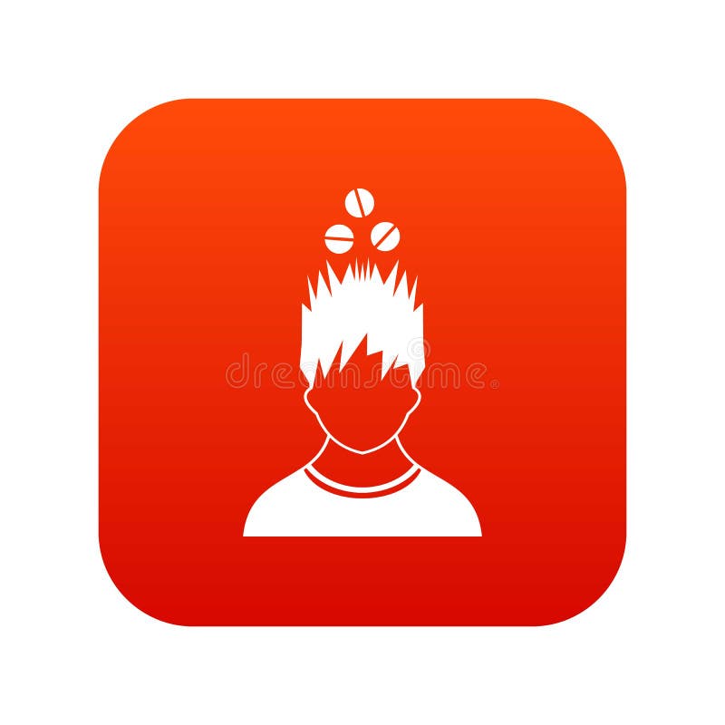 Man with Tablets Over Head Icon Digital Red Stock Vector - Illustration ...