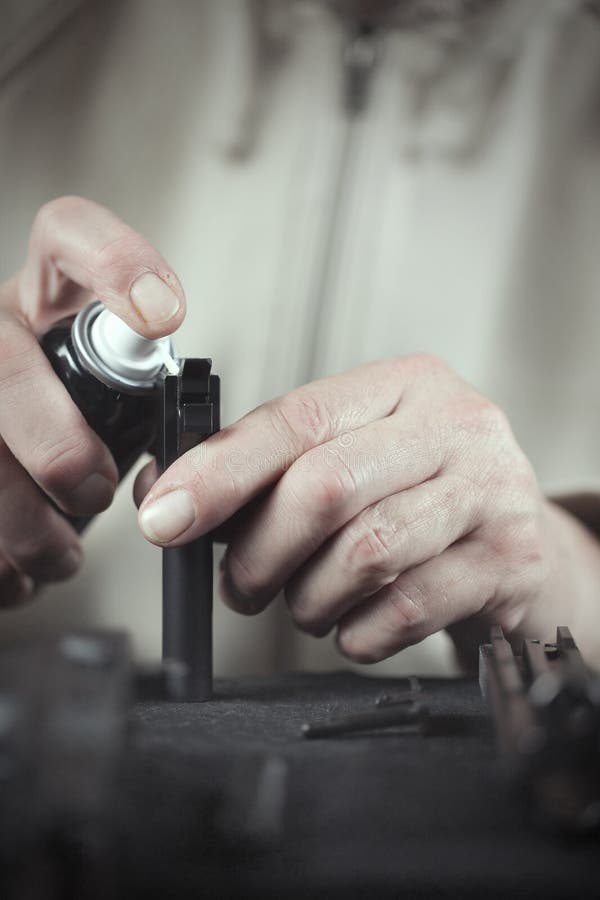 Checking, Assembling and Disassembling of 9 Mm Compact Handgun Stock Image - Image of ...