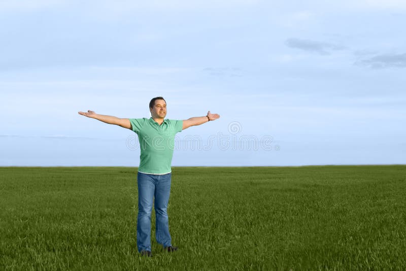 Man Take Energy from Nature Stock Image - Image of active, happy: 9421245