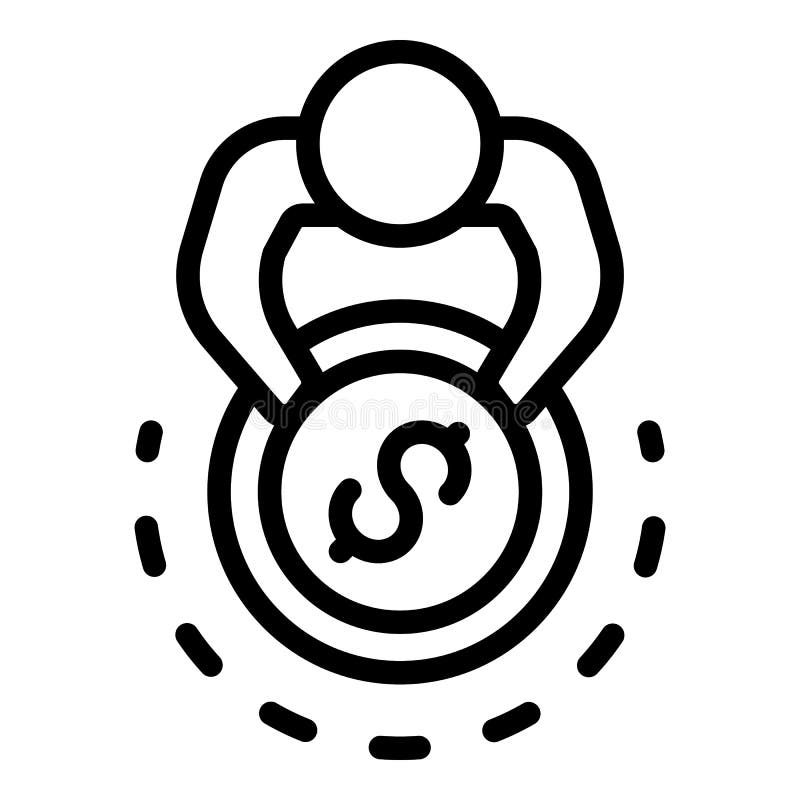 Man Take Money Coin Icon, Outline Style Stock Vector - Illustration of ...
