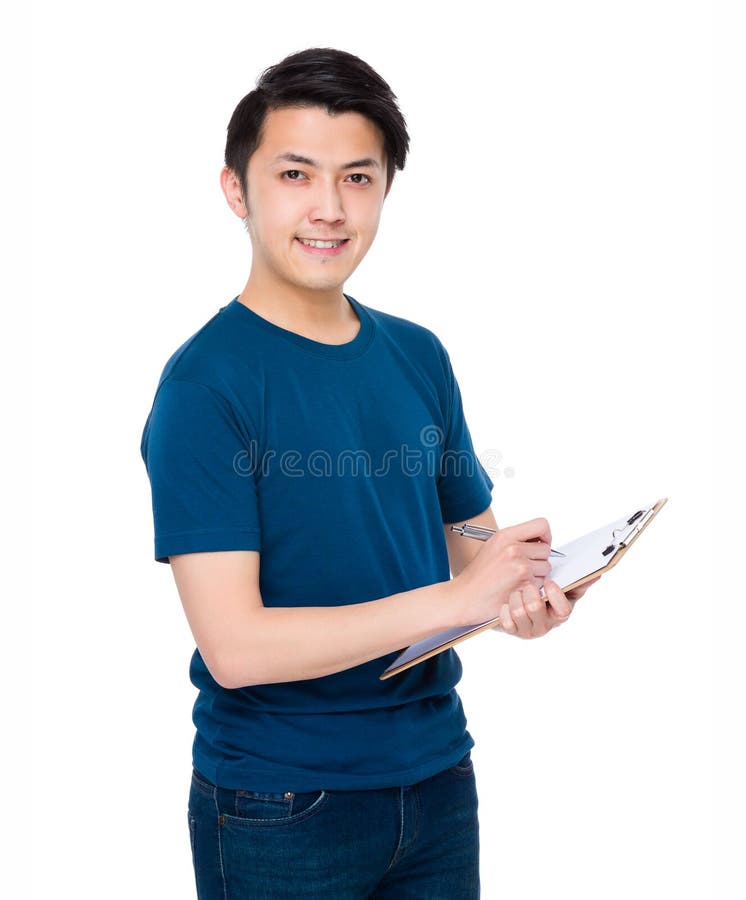 Young Man Take Note File Board Stock Photos - Free & Royalty-Free Stock ...