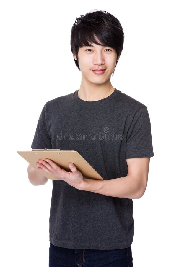 Young Man Take Note File Board Stock Photos - Free & Royalty-Free Stock ...