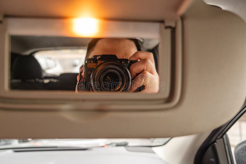 Man Take Picture in Mirror with Camera Stock Photo - Image of selfie ...