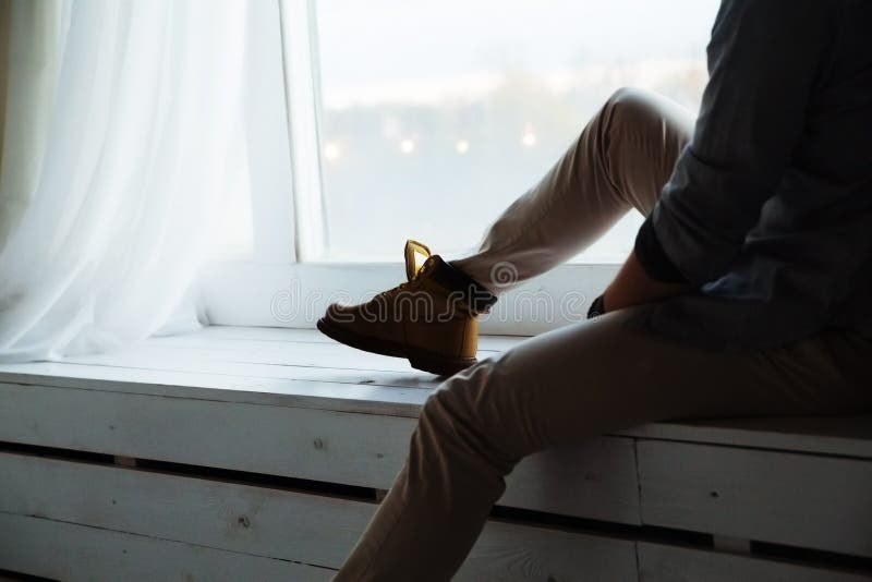 Man Take a Rest on Windowsills Stock Image - Image of relax, face: 64871885
