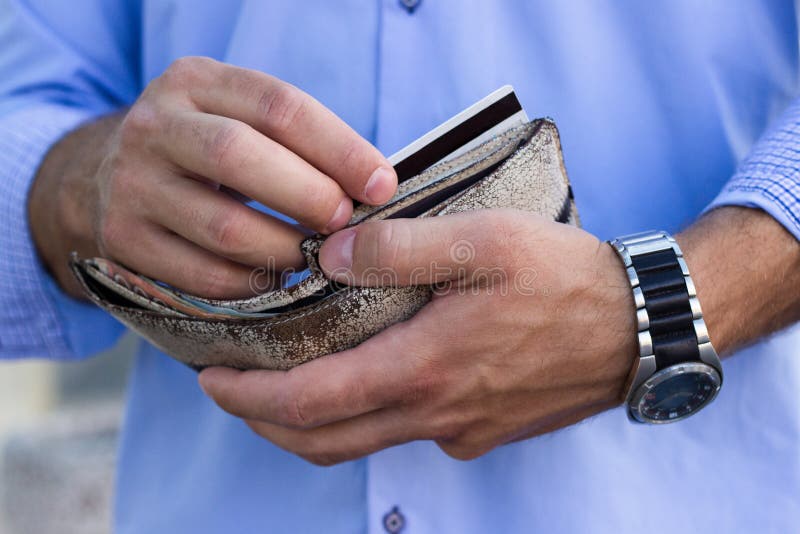 Man Takes Out a Credit Card from the Wallet Stock Photo - Image of bank ...
