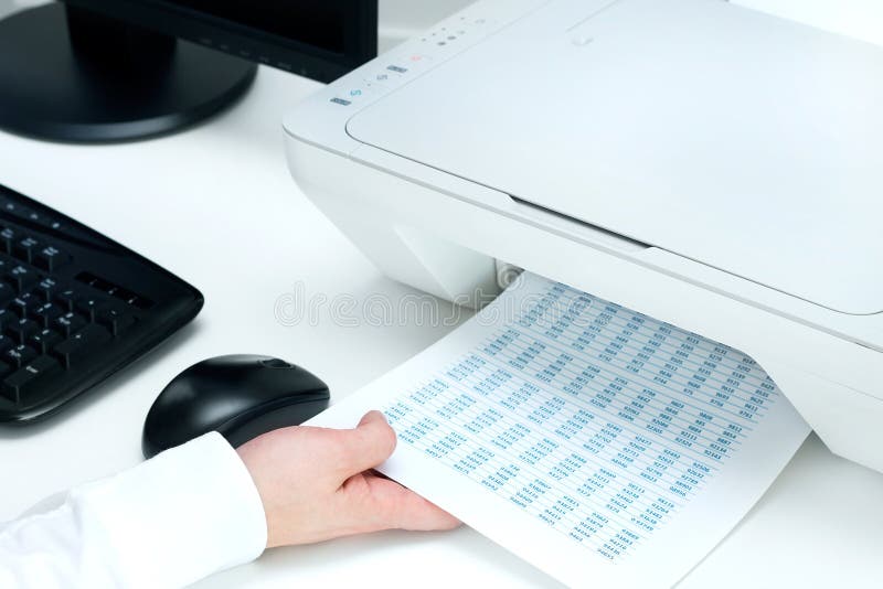 Man Takes Out Documents from Printer Stock Photo - Image of mouse ...