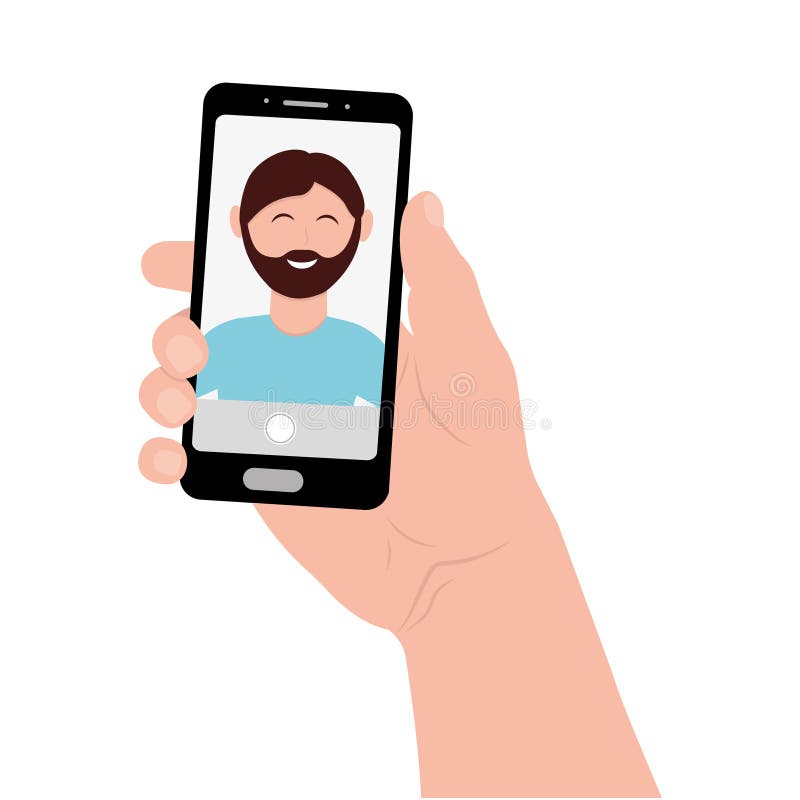 A Man Takes a Selfie on His Phone, Color Vector Illustration Stock ... A Man Takes a Selfie on His Phone, Color Vector Illustration Stock ...