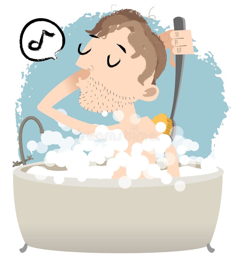 Man taking a bath. stock vector. Illustration of foam - 92085866
